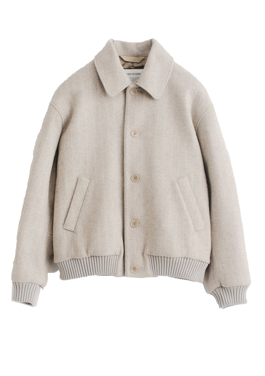 A KIND OF GUISE - BOMBON BOMBER JACKET BRUSHED BEIGE PINSTRIPE – SOLAR MTP